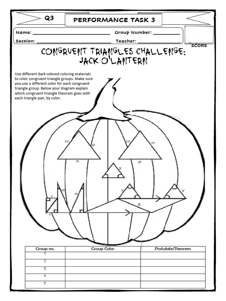 Congruent Triangles Challenge:: Jack O'Lantern | PDF