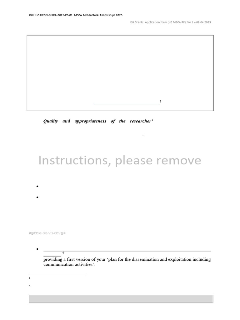 TPL - Application Form (Part B) (HE MSCA PF) - 9 | PDF