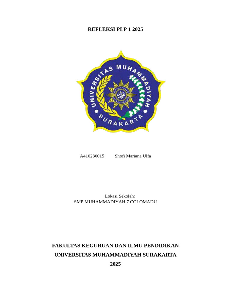 A410230015_Shofi Mariana Ulfa_Refleksi PLP 1 | PDF