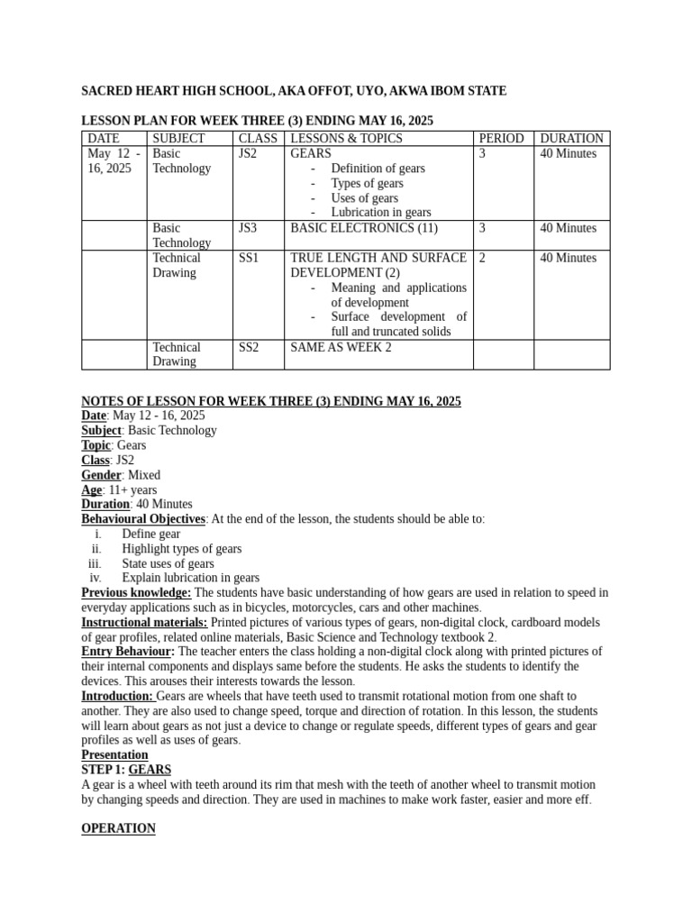 3rd Term Week 3 Lessons | PDF | Gear | Integrated Circuit