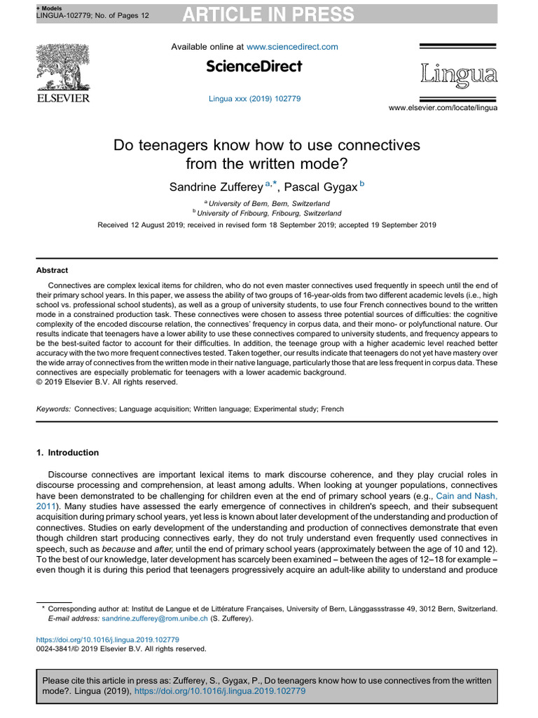 Do Teenagers Know How To Use Connectives From The Written Mode | PDF ...