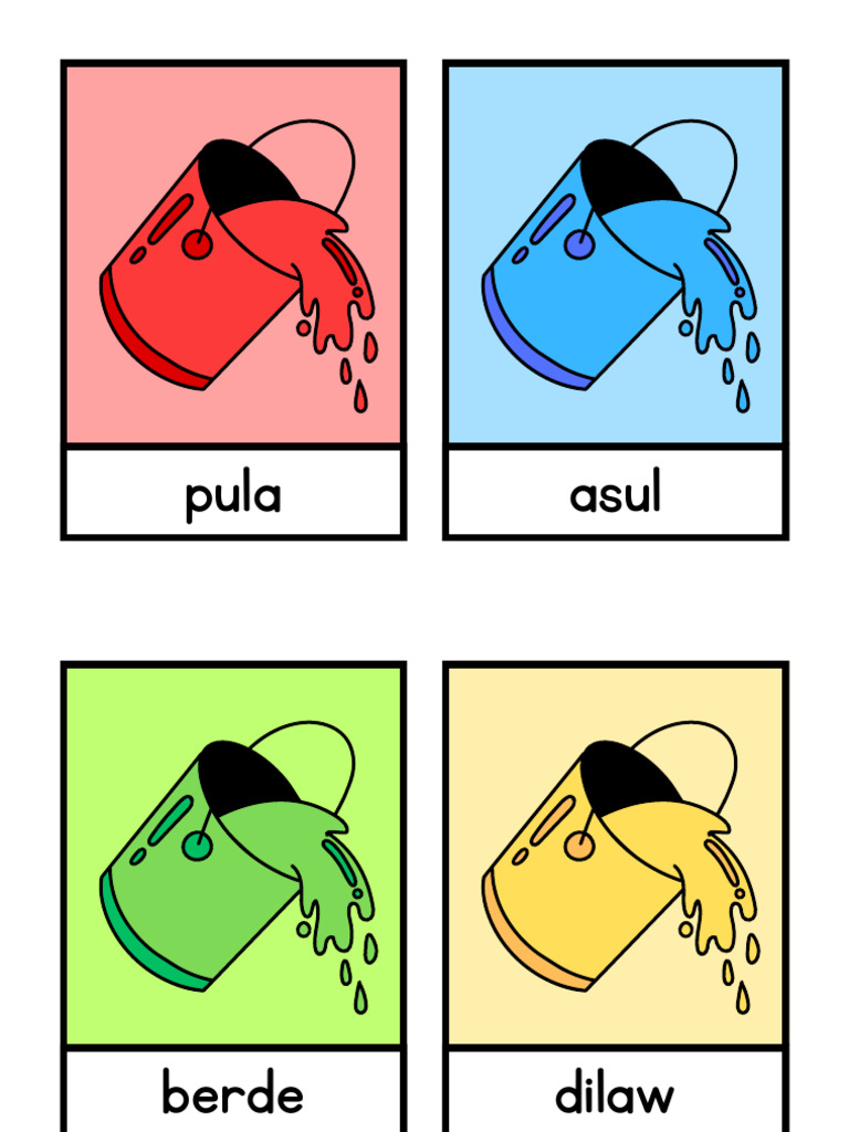 Colors Flashcards in Colorful Paint Can Illustration Style - 20250506 ...