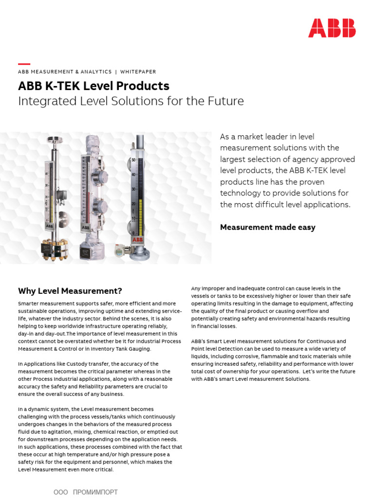 K-Tek-Integrated Level Solutions For The Future | PDF | Equipment