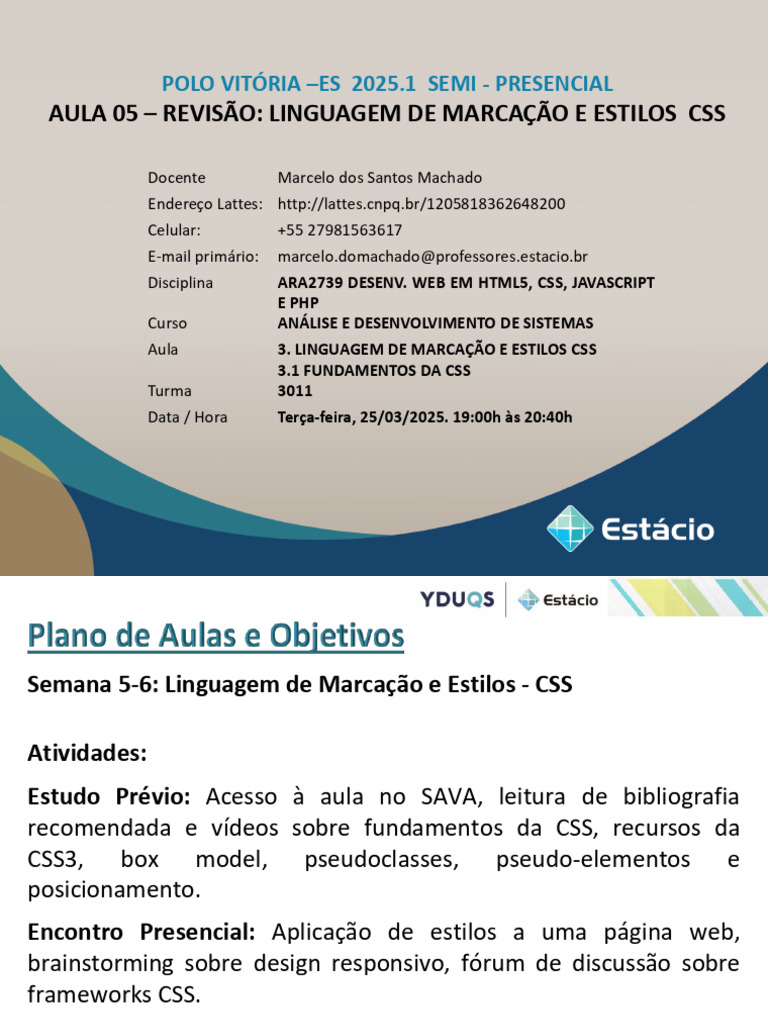Aula 5 - Ara2739 Desenv. Web Html5 Css Javascript e PHP | PDF | Html | Engenharia de Software