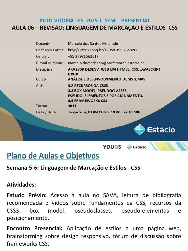 Aula 6 - Ara2739 Desenv. Web Html5 Css Javascript e PHP | PDF | Informática | Engenharia de Software