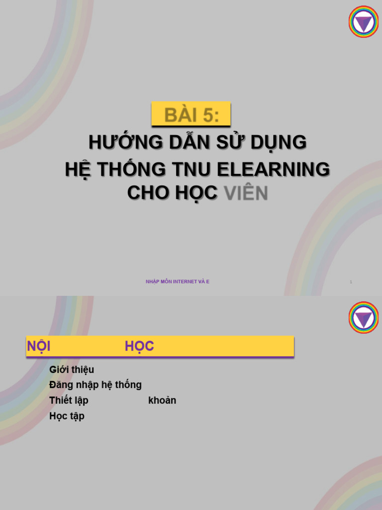 Bài 5 - Hướng Dẫn Sử Dụng Hệ Thống TNU - Elearning | PDF