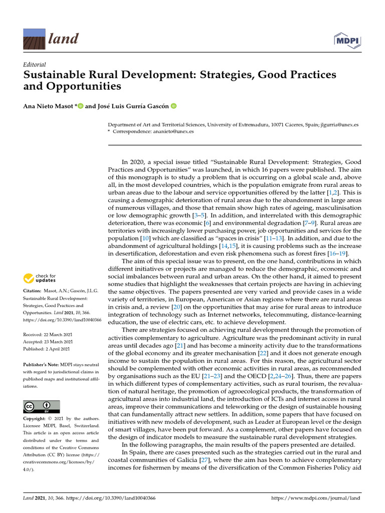 Sustainable Rural Development Strategies, Good Practices | PDF ...