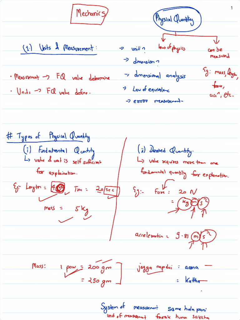IOE Physics Mechanics Chapter 1, Units and Dimensions-1 | PDF