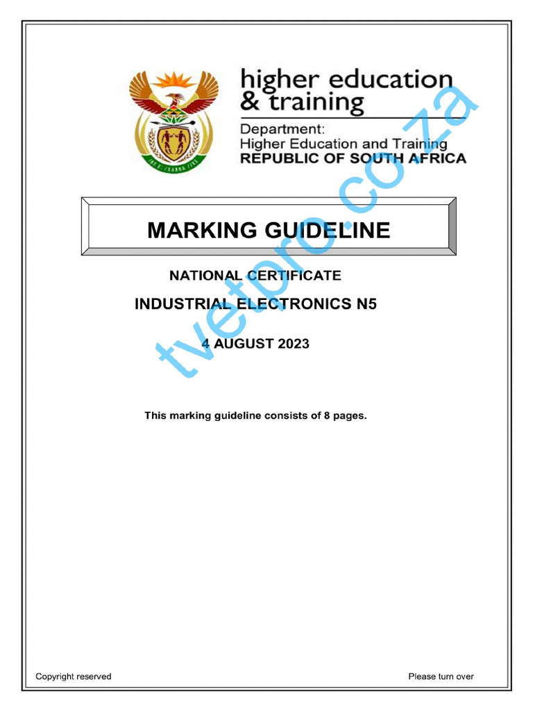 2023 t790 - Industrial Electronics n5 Memo Aug (Ed) | PDF