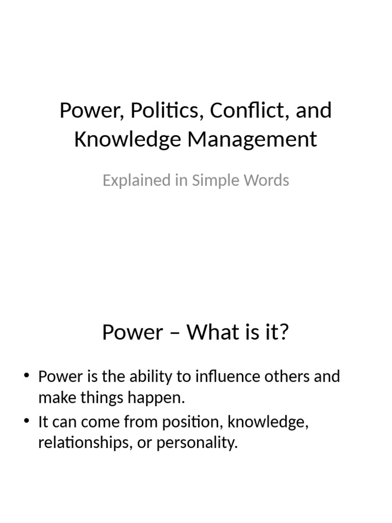 Power Politics Conflict KM Slides | PDF | Knowledge Management | Knowledge