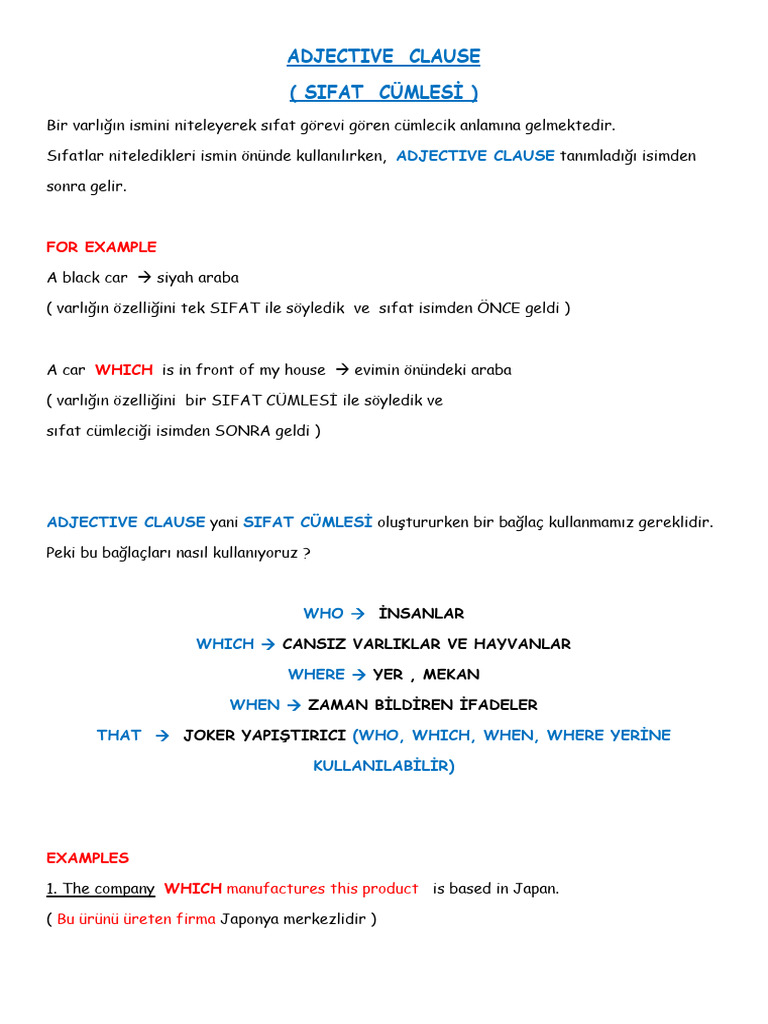 Adjective Clause | PDF