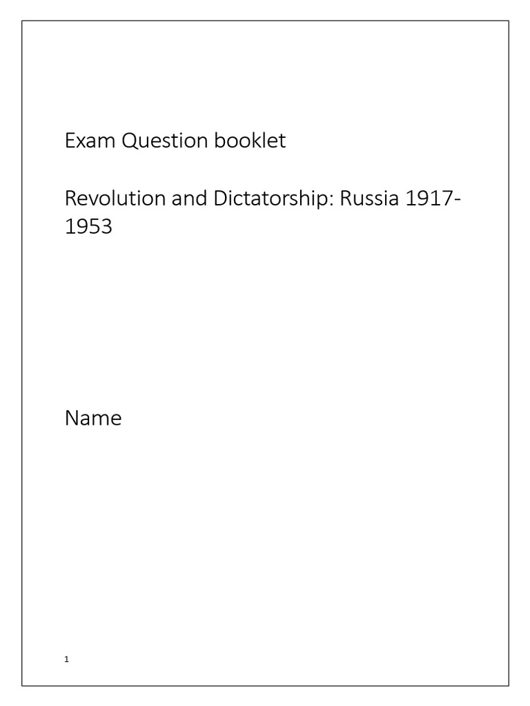 Russia 1917-1953 Exam Questions | PDF | Joseph Stalin | Soviet Union