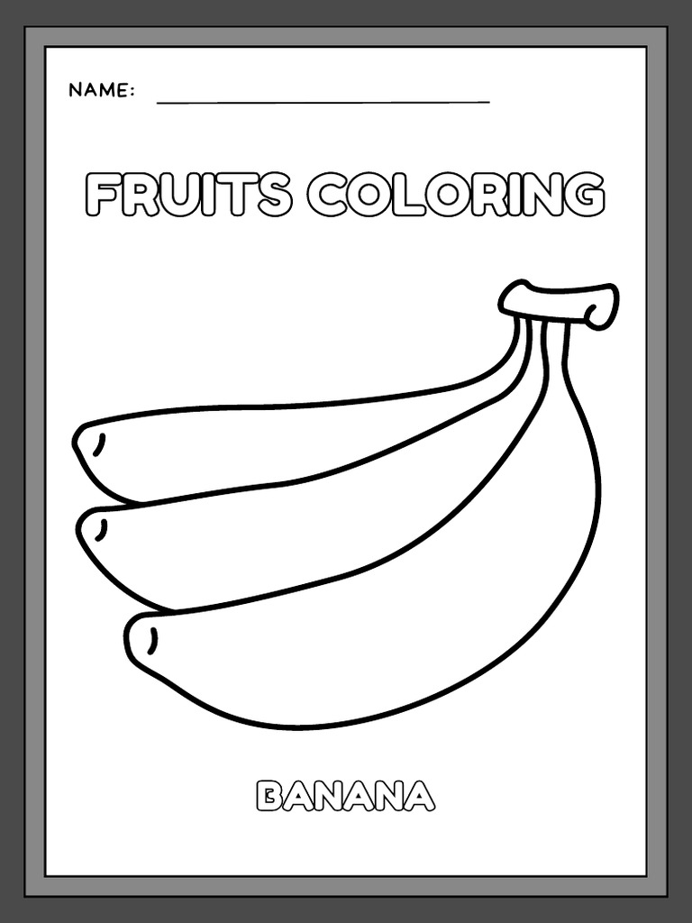 Fruits Coloring Activity Worksheet in Black and White Hand Drawn Style ...