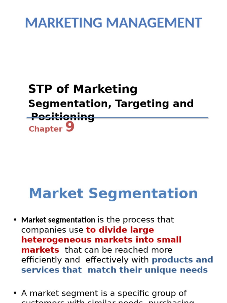 Chapter 9 STP of Marketing | PDF | Market Segmentation | Marketing
