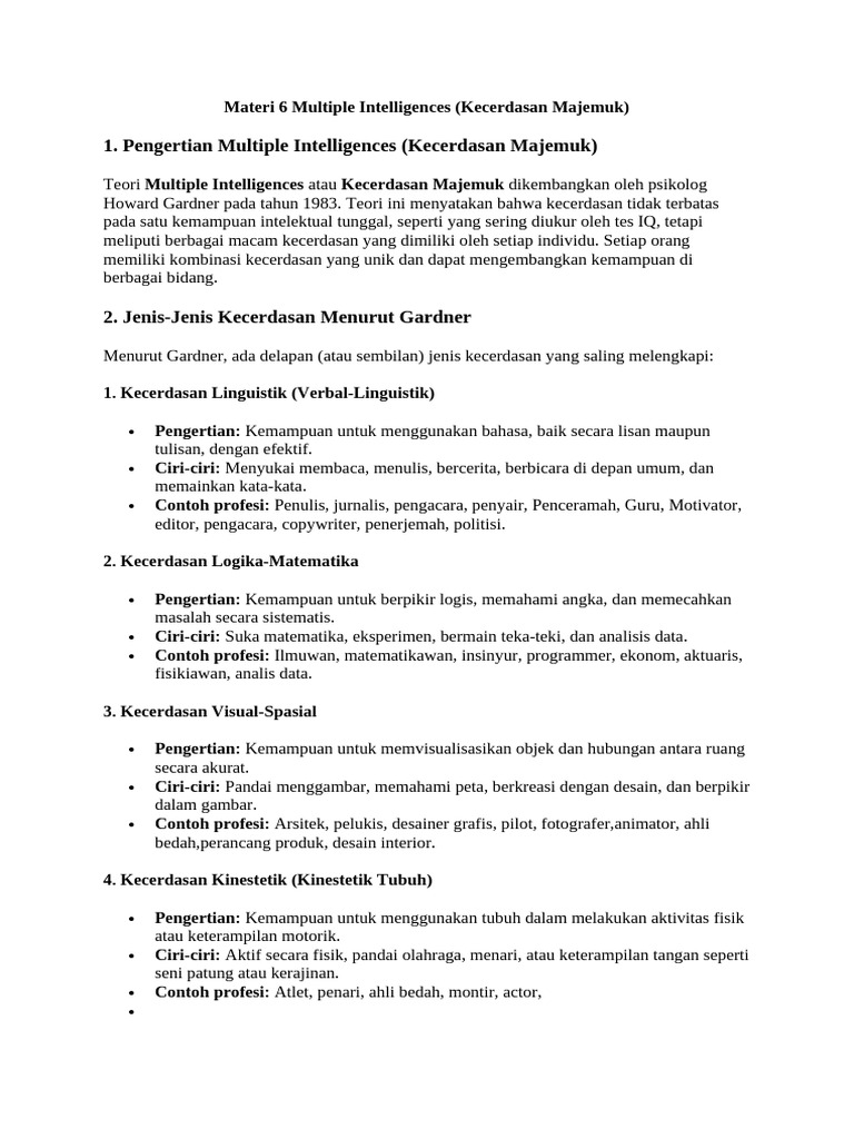 Materi 5 Multiple Intelligences | PDF