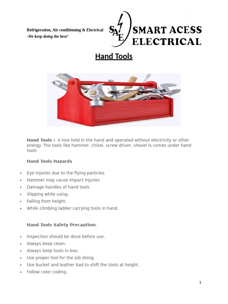 Toolbox Talk - Hand Tools | PDF