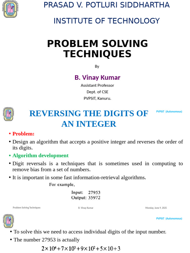Algorithm for Reversing Integer Digits | PDF | Numbers | Decimal