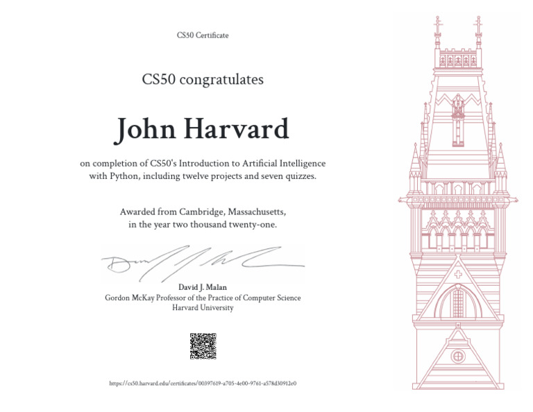 CS50 AI Completion Certificate | PDF