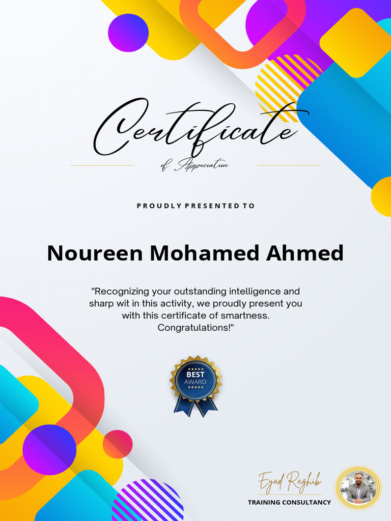 ABCD Activity Award - Noureen Mohamed Ahmed | PDF