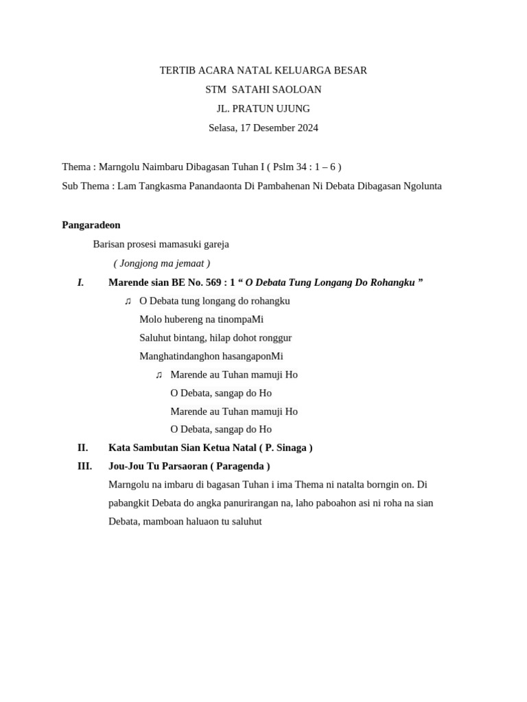 Tertib Acara Natal Keluarga Besar | PDF