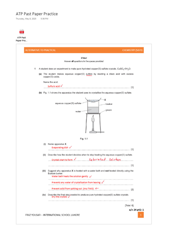 ATP Past Paper Practice Guide | PDF | Chemical Substances | Atoms
