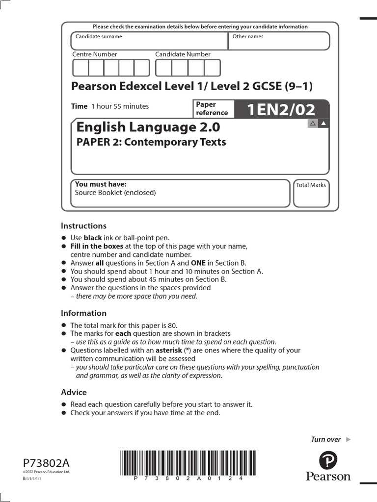 Edexel GCSE English Language - Paper 2 (Practice) | PDF