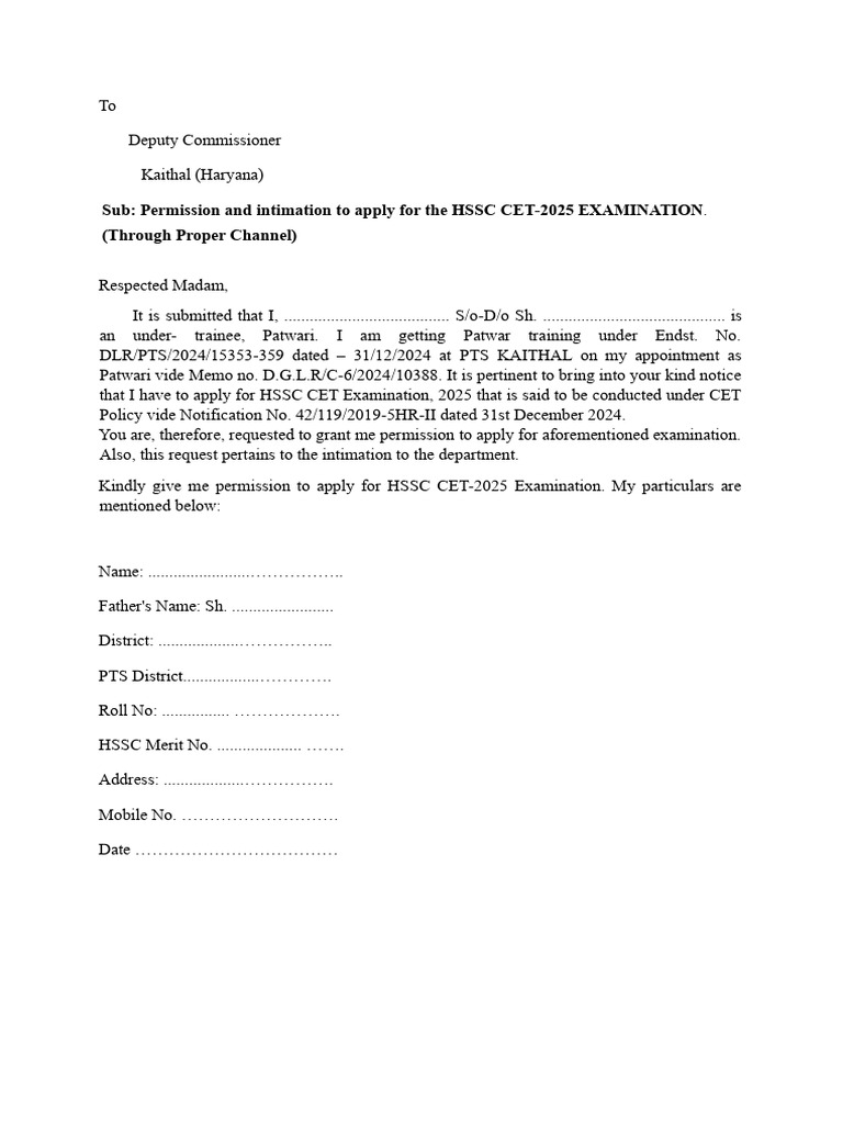 CET Permission 2025 | PDF