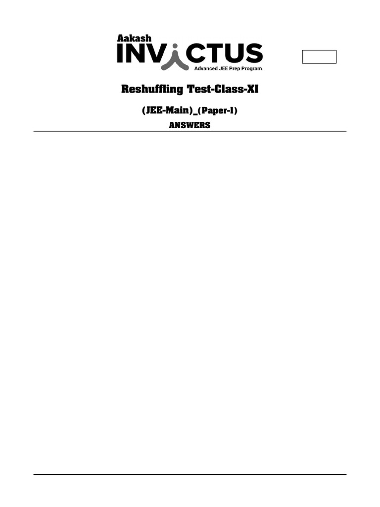 Reshuffling Test-Class-XI (JEE-Main) (Paper-1) Code D PCM Sol. | PDF ...