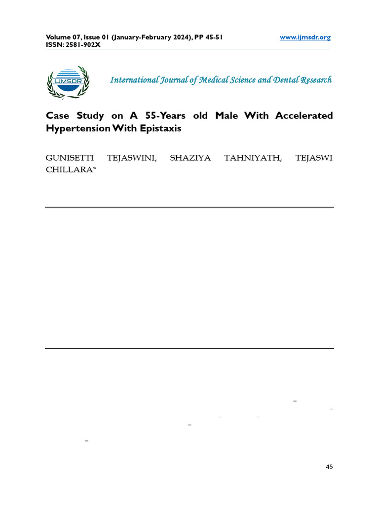 Case Study On A 55 Years Old Male With Accelerated Hypertension With ...
