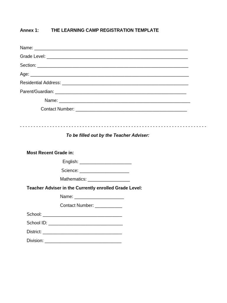NLC - Regisstration Template | PDF