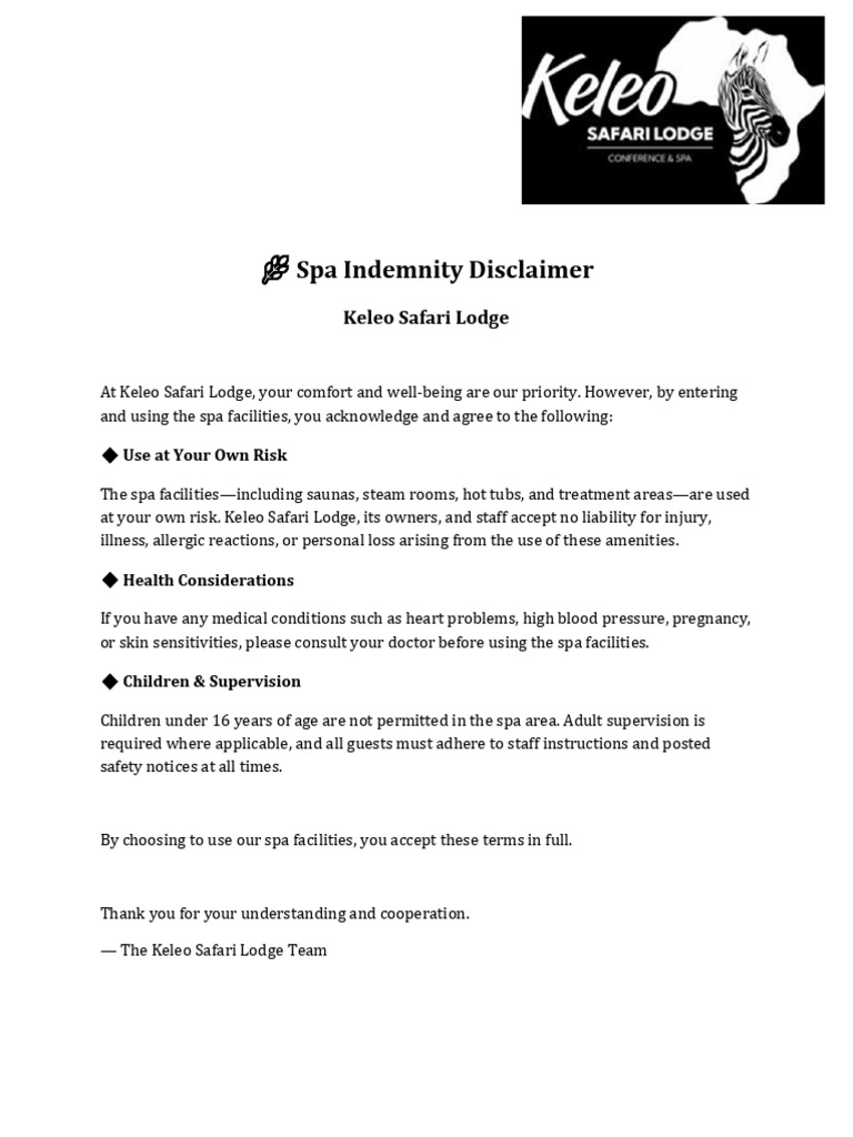 Indemnity Disclaimer Spa | PDF