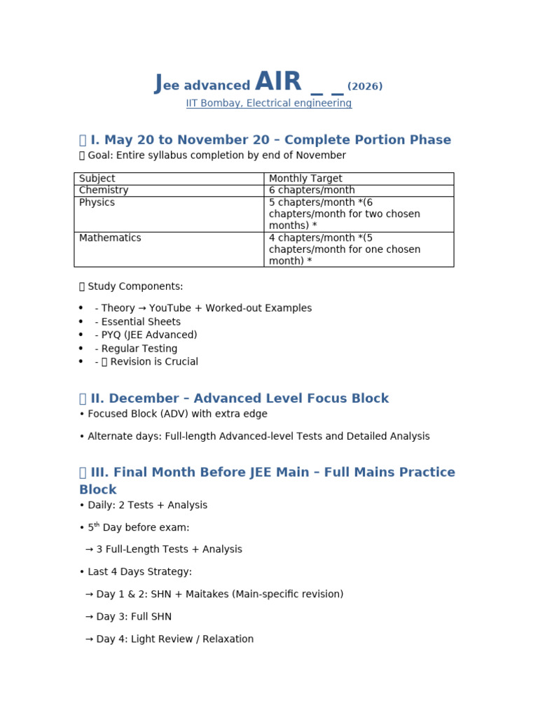 JEE 2025 Chapter Wise Breakdown Tables | PDF | Chemistry | Organic Chemistry