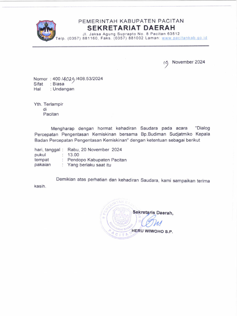 Undangan Dialog Pengentasan Kemiskinan 2024-1 | PDF