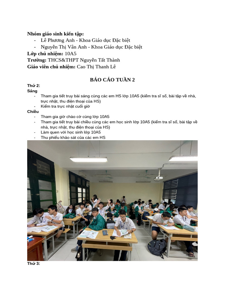 Nhật Kí Tuần 2-10A5 | PDF