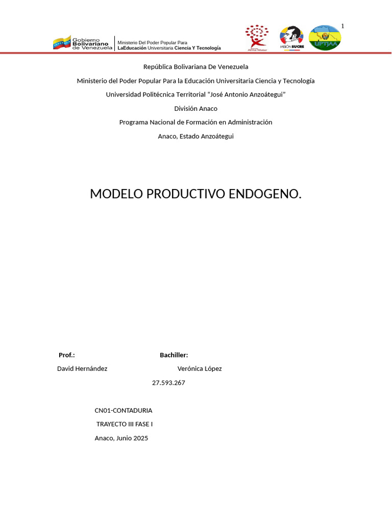 Modelo Productivo Endogeno | PDF | Sustentabilidad | Sociedad