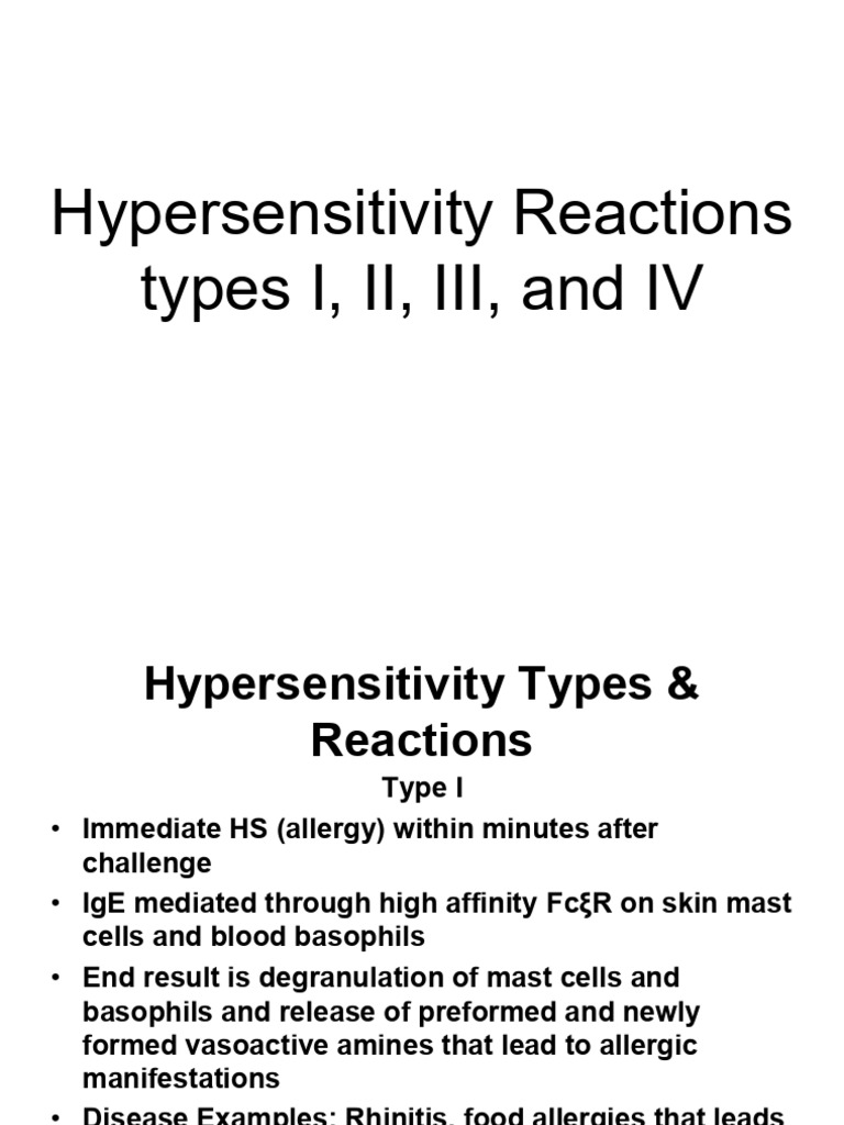 Overview of Hypersensitivity Types | PDF | Allergy | Hematology
