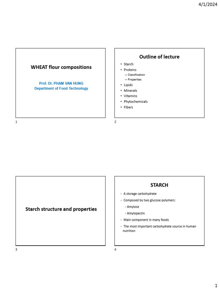 Wheat Flour Composition and Properties | PDF | Starch | Gluten