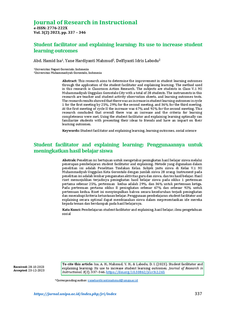 Student Facilitator and Explaining Learning Its Us | PDF | Learning ...
