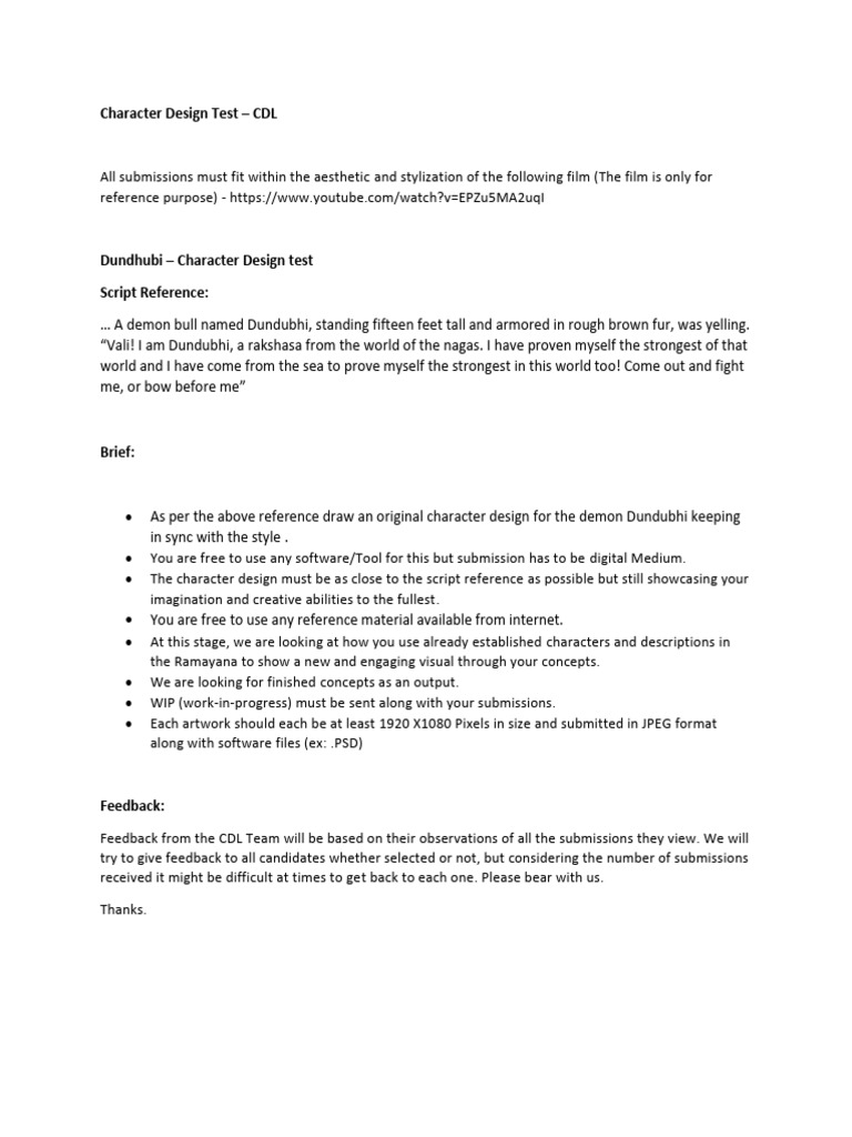 Character Design Test | PDF