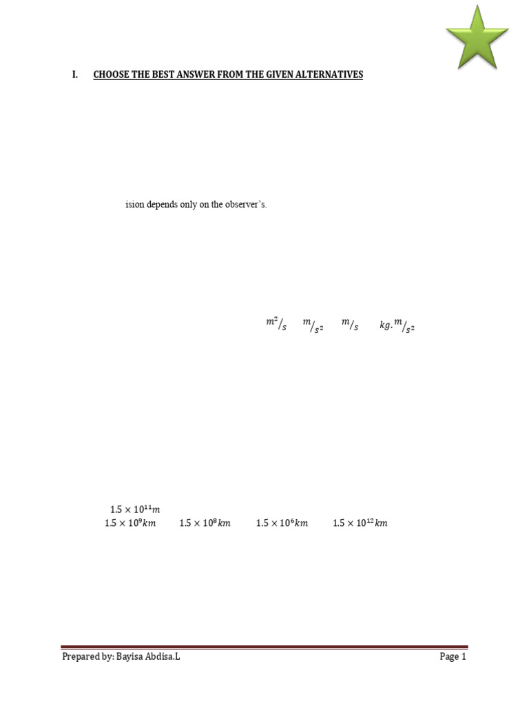 Round 2 G9 Worksheets 2017 | PDF | Force | Time