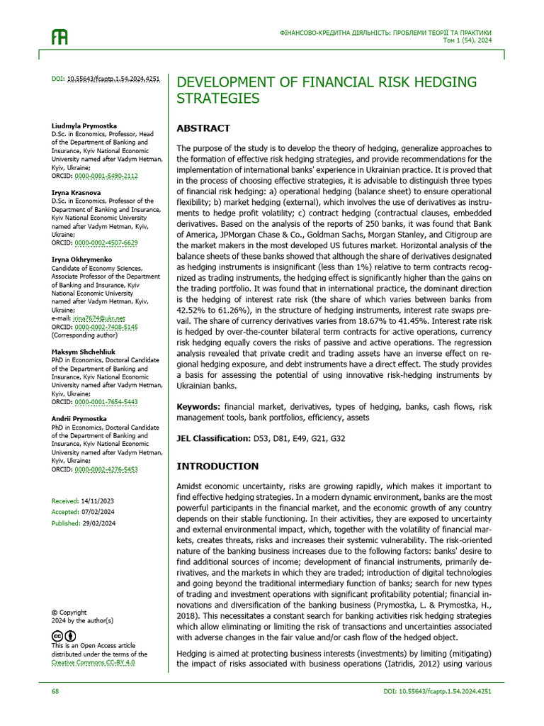 Development of Financial Risk Hedging Strategies | PDF | Derivative ...