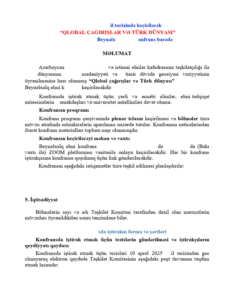 Turk Dunyasi - Conference 2025 | PDF