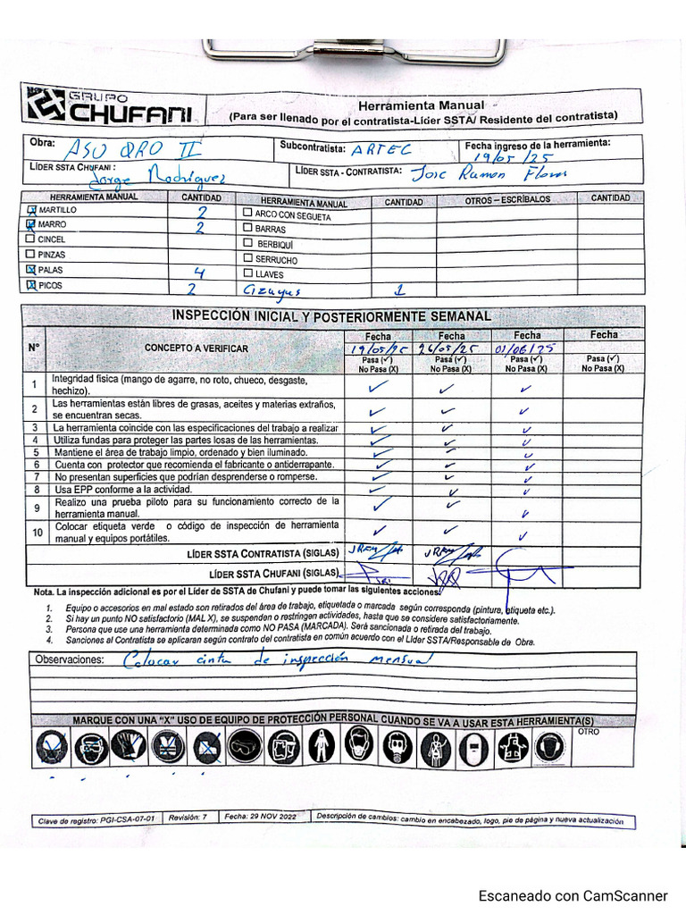 PGI-CSA-07-01 Herramienta Manual Colado Mayo | PDF