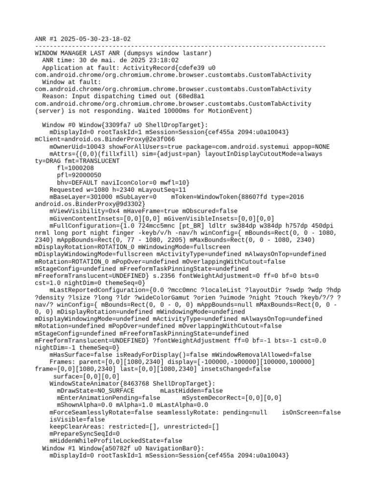 Dumpsys ANR WindowManager | PDF | Operating System Families | Smart Devices