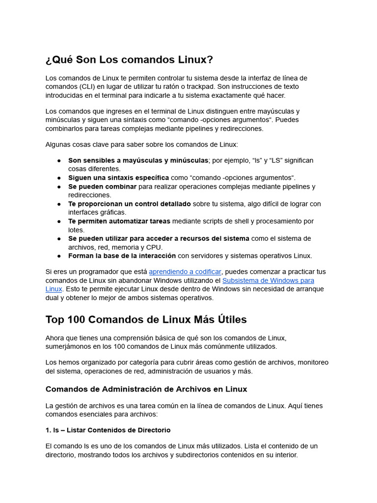 Comandos linux para principiantes | PDF | Distribución de Linux ...