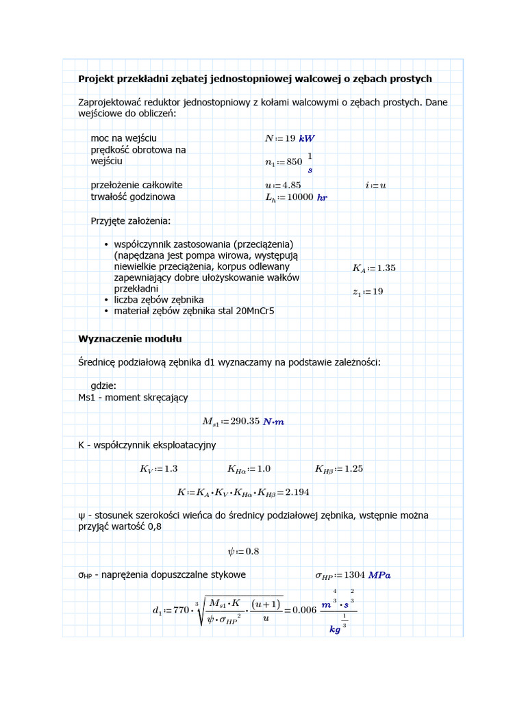 Reduktor Obliczenia | PDF