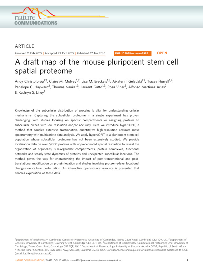 LOPIT | PDF | Tandem Mass Spectrometry | Proteomics