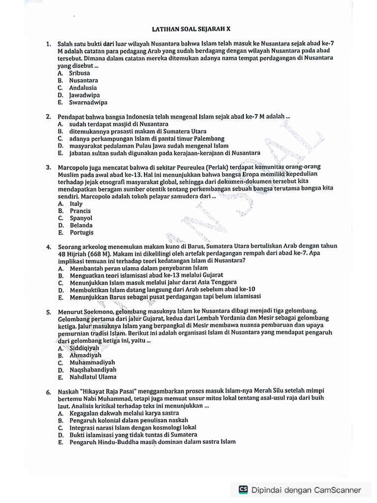 Latihan Soal Sejarah | PDF