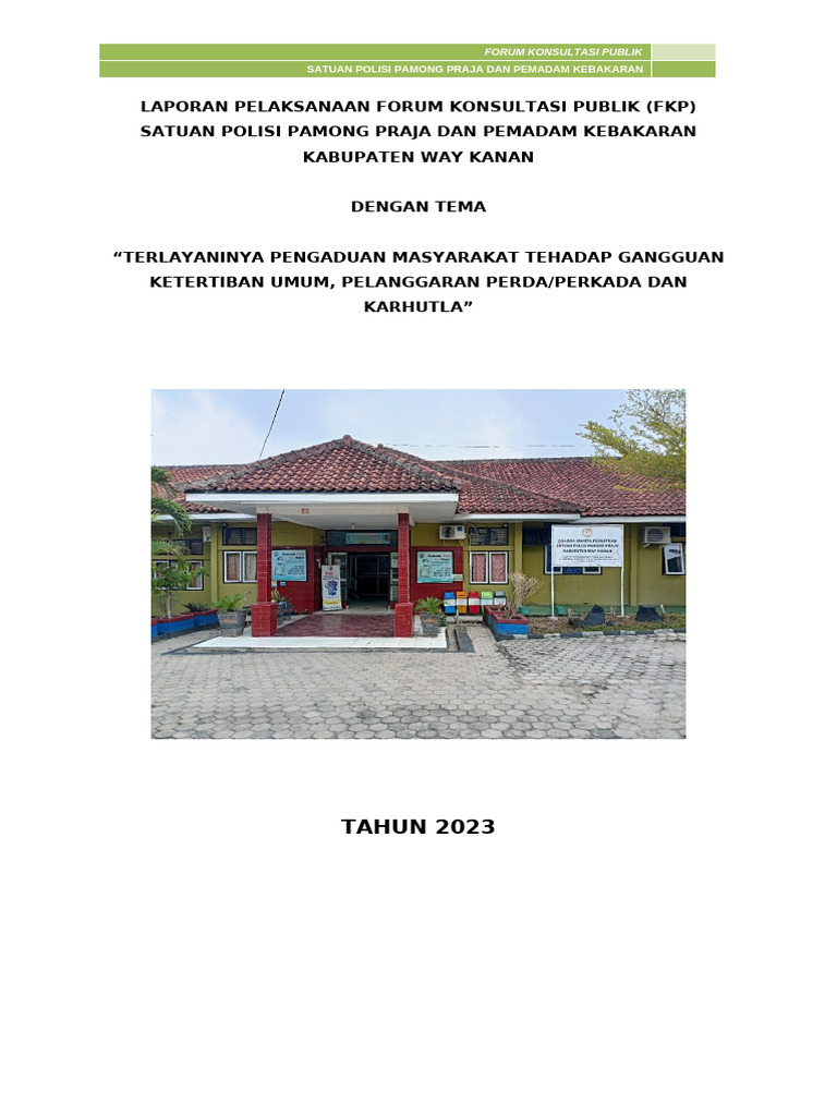 Laporan Pelaksanaan FKP Satpol PP 2023 | PDF