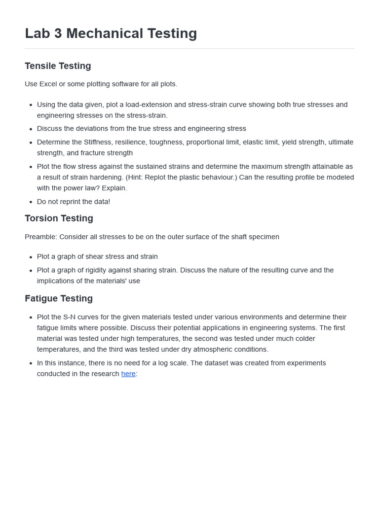 Lab 3 Mechanical Testing | PDF
